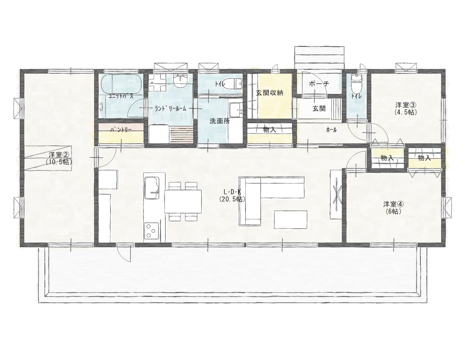 4LDKの平屋間取り事例｜家事動線や収納、トイレの数など間取りプランのポイントを解説 | 高性能なデザイナー住宅を低価格で建てるならA-1home