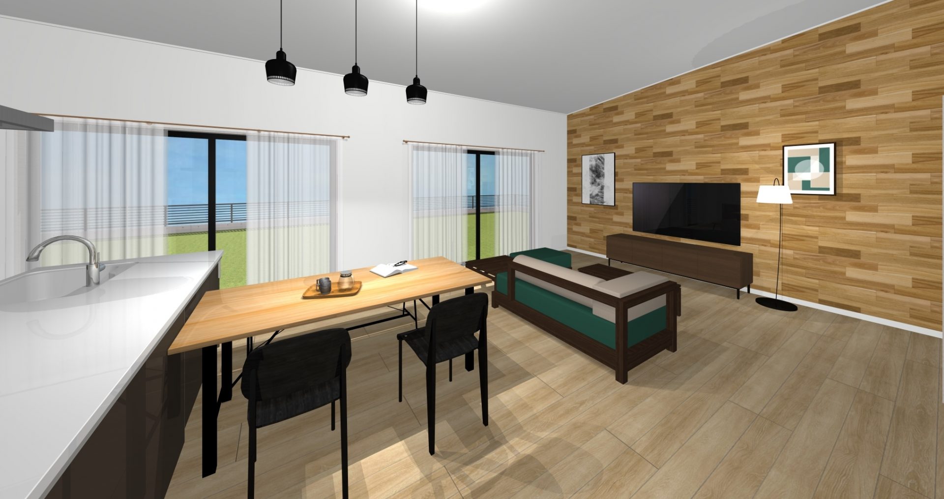 【1000万円台】カフェウッドウォールの大空間リビング/回遊動線の3LDK平屋 | 高性能なデザイナー住宅を低価格で建てるならA-1home